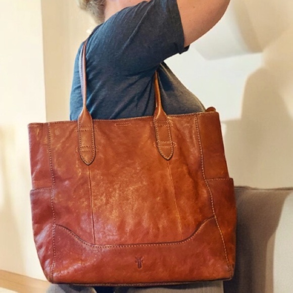 Frye | Bags | Frye North South Cognac Zip Top Ns Leather Tote | Poshmark